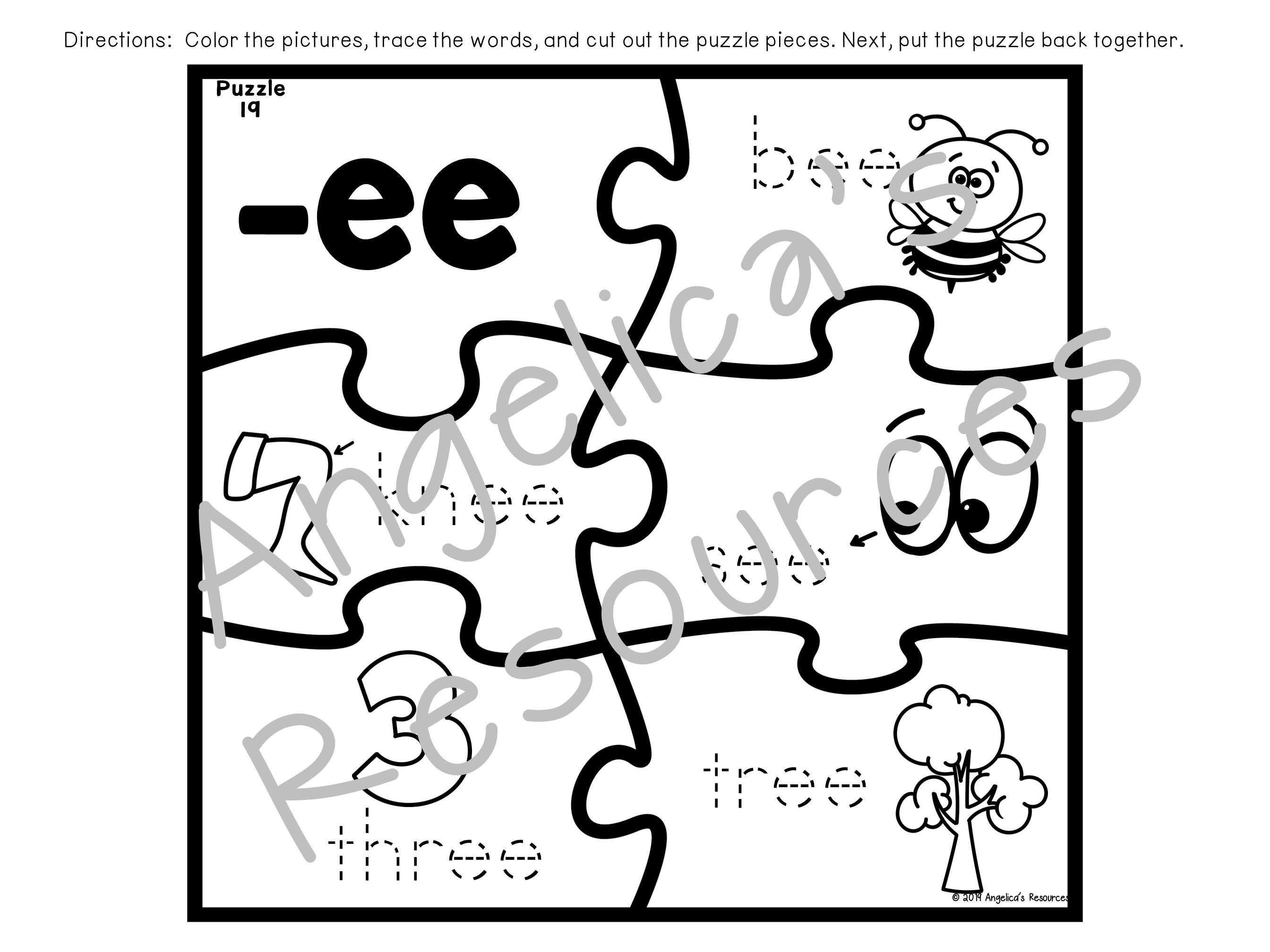 Word Families Fun Phonics Game Rhyming Endings Puzzles Coloring Pages ...