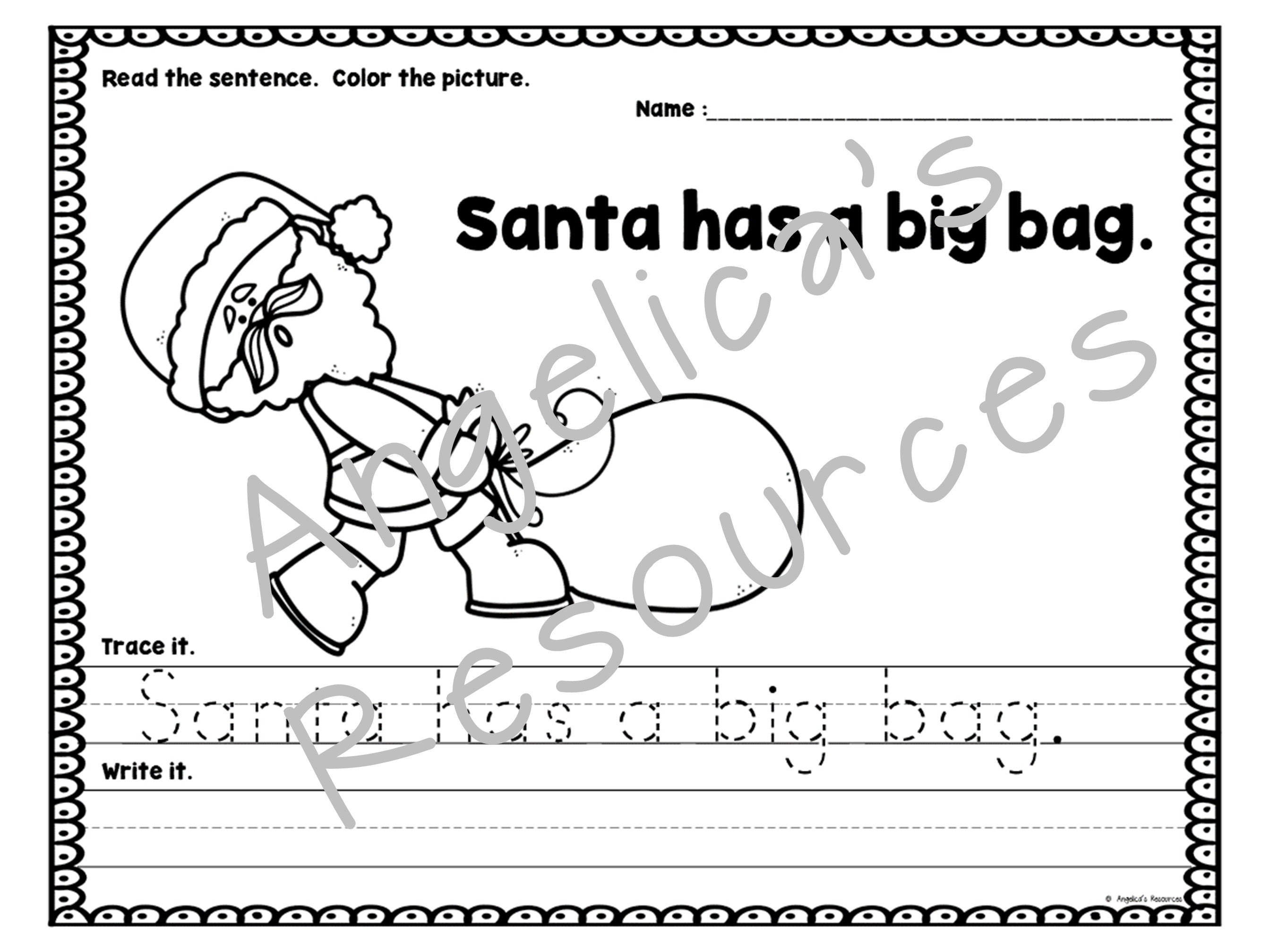 Christmas Activities | Santa Coloring Pages Printable | Sight Word ...