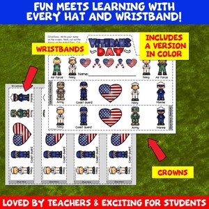 Veterans Day Craft Crowns and Wristbands | Veterans Day Printable Kids ...