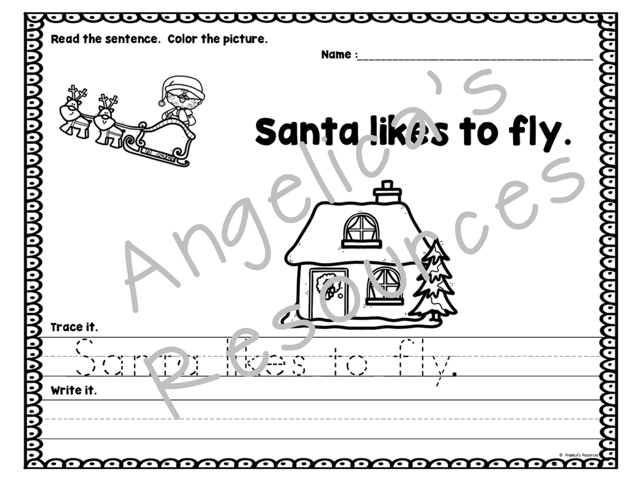 Christmas Activities | Santa Coloring Pages Printable | Sight Word ...