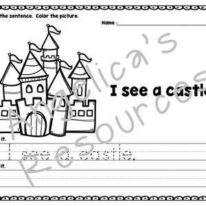 Fairy Tale Coloring Pages Printable Sight Word Practice Handwriting ...