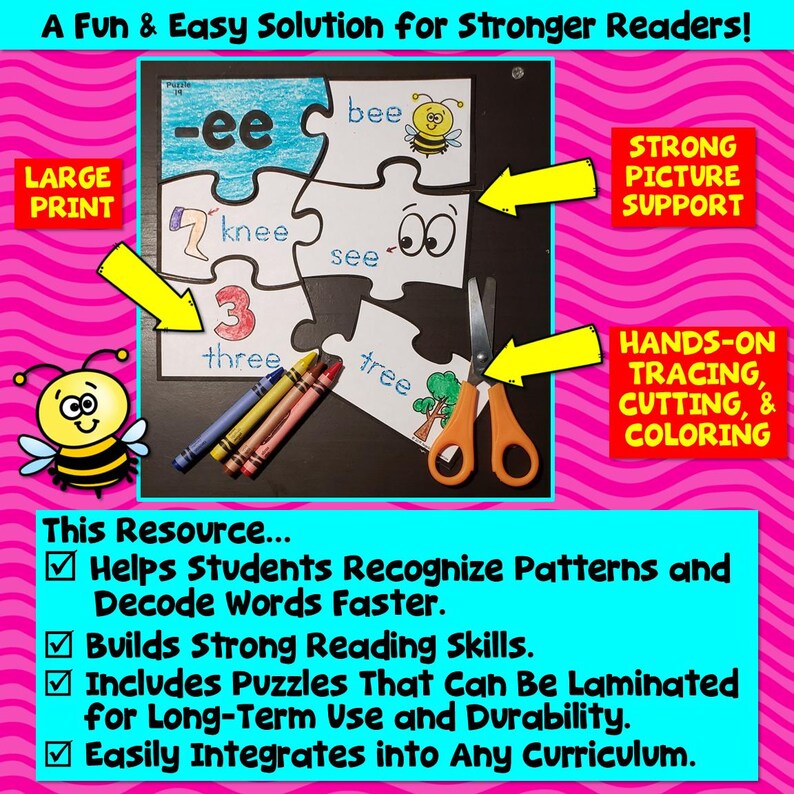 Word Families Fun Phonics Game Rhyming Endings Puzzles | Coloring Pages ...