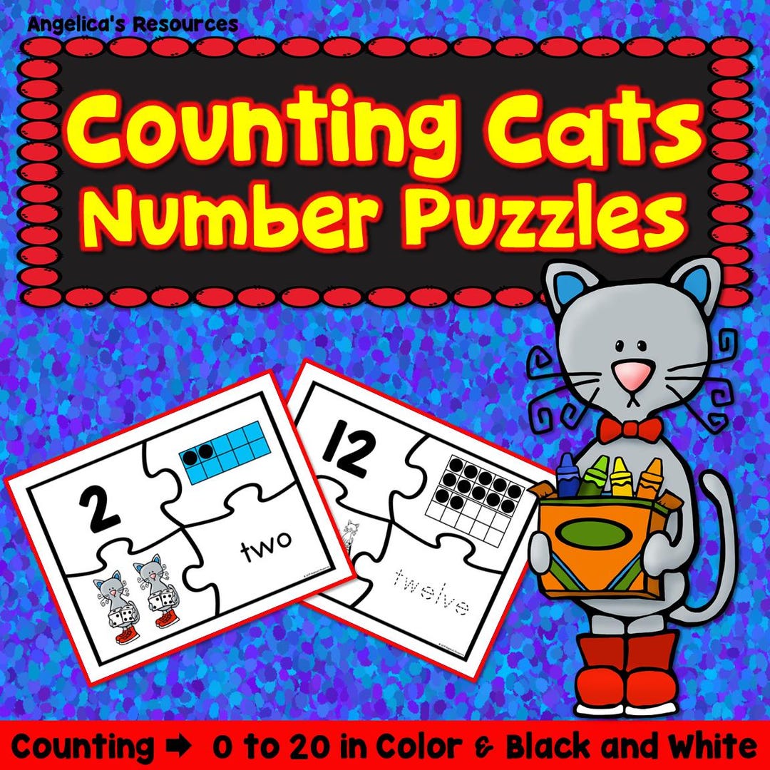 Counting to 20 Cats Number Puzzles | Math Worksheets | Math Game - Etsy