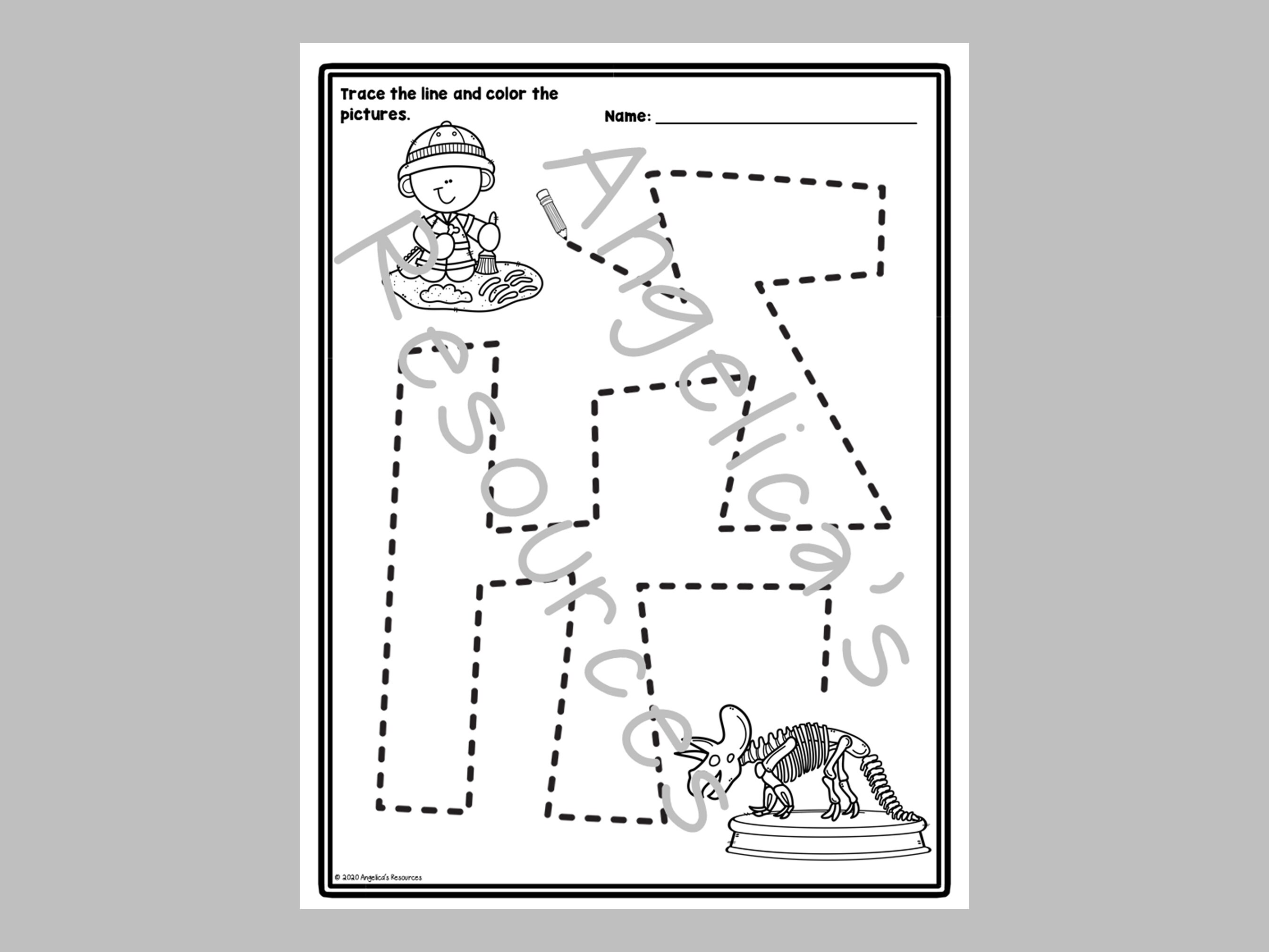 Dinosaur Tracing Lines Worksheets Coloring Pages Printable | Trace - Etsy
