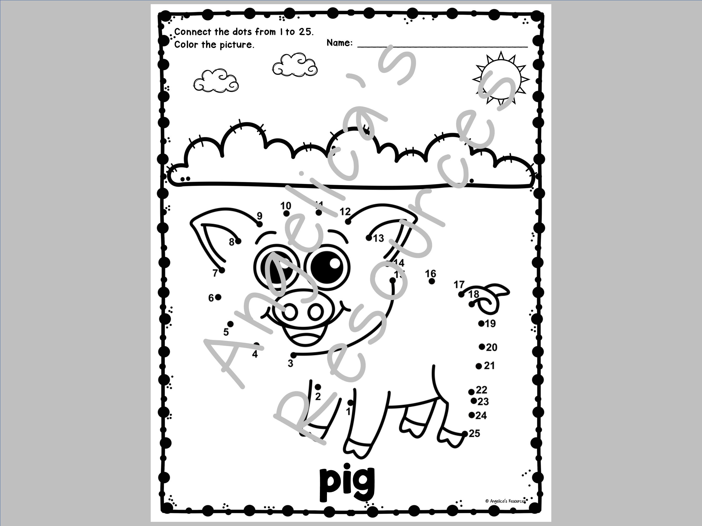 Animal Dot to Dot Coloring Pages Connect the Dots Math Worksheets ...