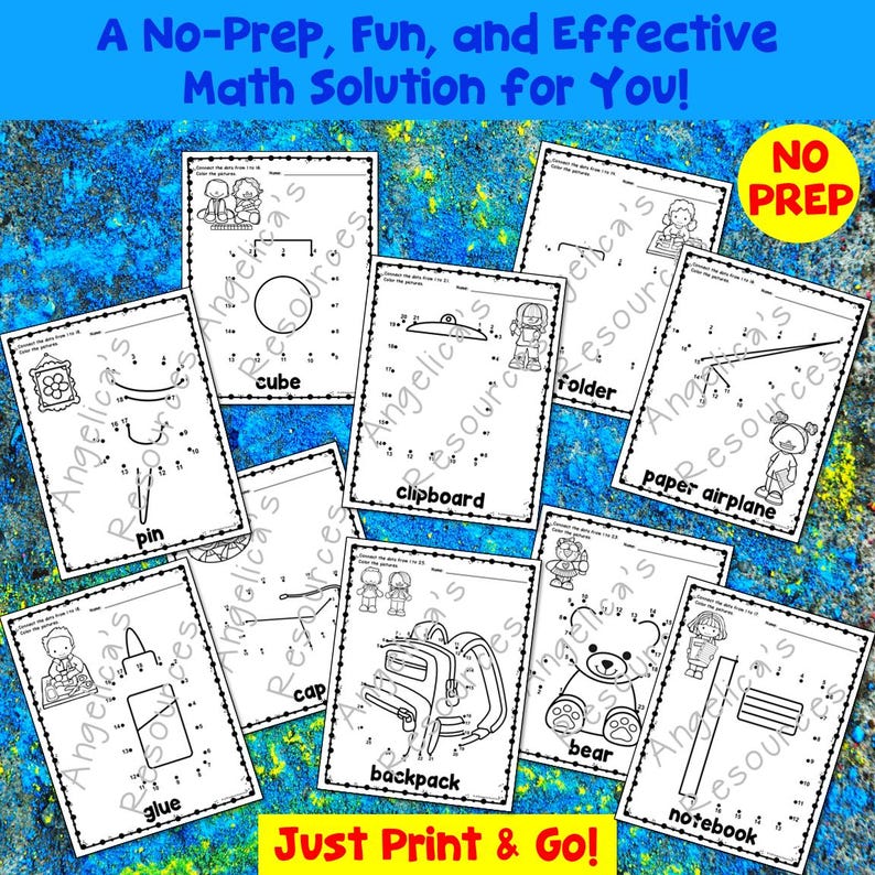 Back to School Dot to Dot Coloring Pages | Connect the Dots Math ...
