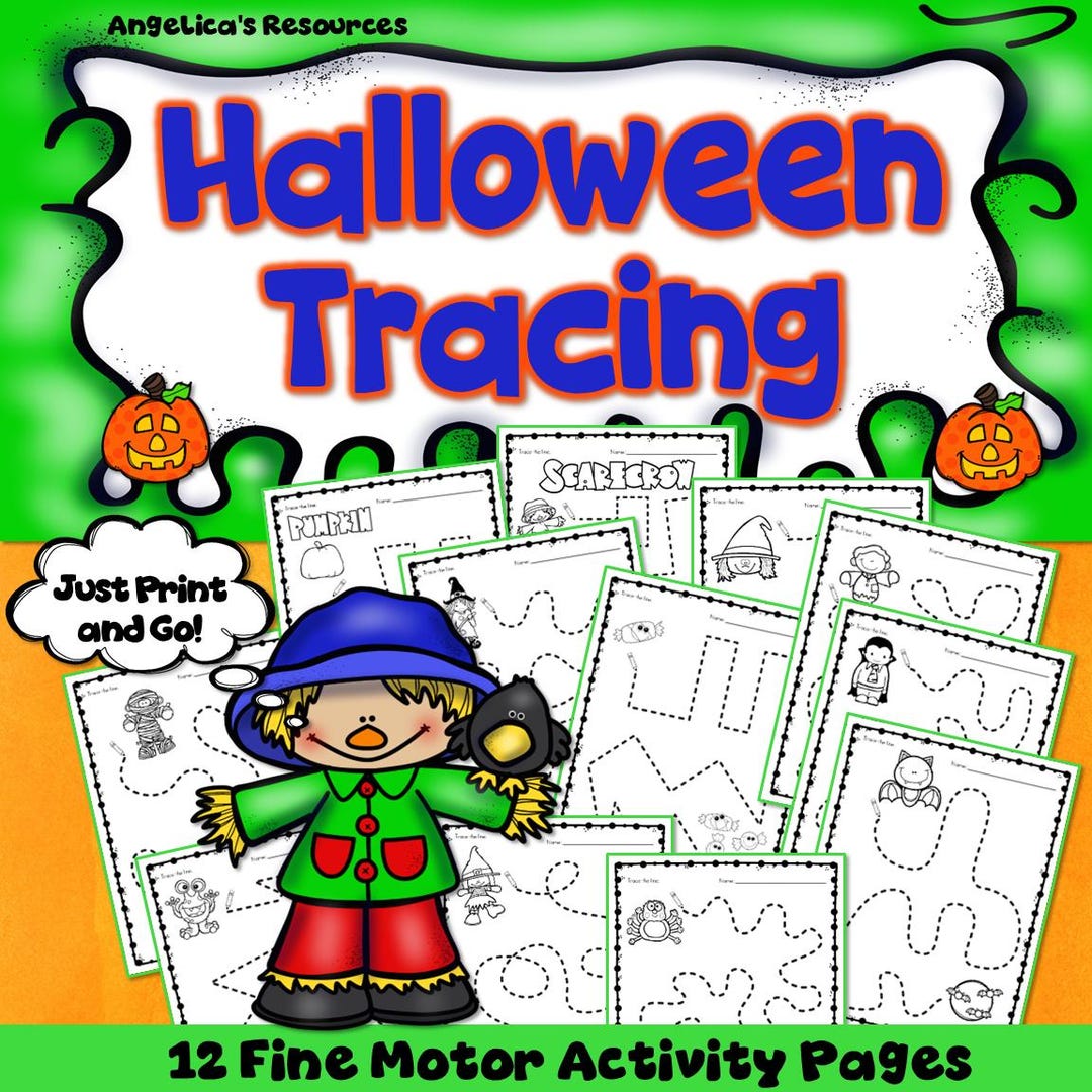 Halloween Line Tracing Practice Coloring Pages Printable Tracing Lines ...