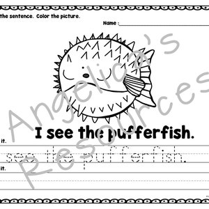Ocean Animals Coloring Pages Printable Sight Word Practice ...