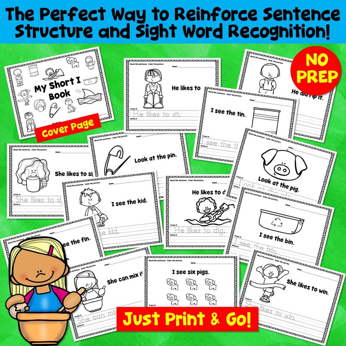 Short I CVC Words | Coloring Pages Printable | Sight Word Practice ...