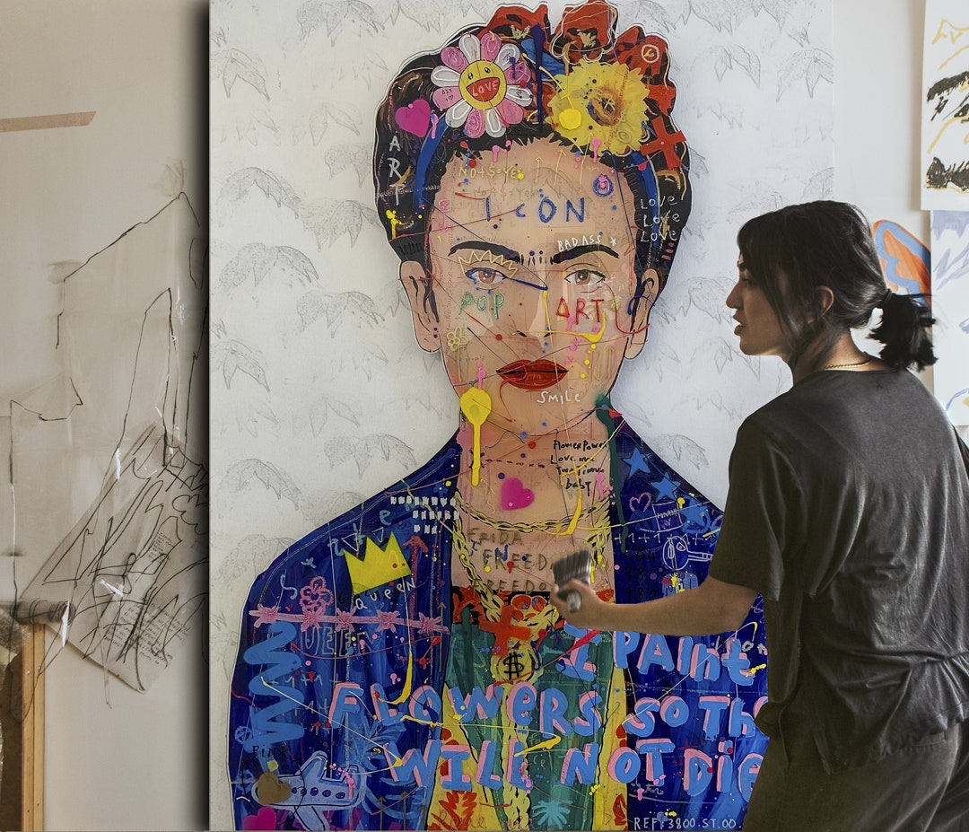 Banksy Style Frida Kahlo Pop Art Oil Painting, Frida Kahlo Pop Art ...