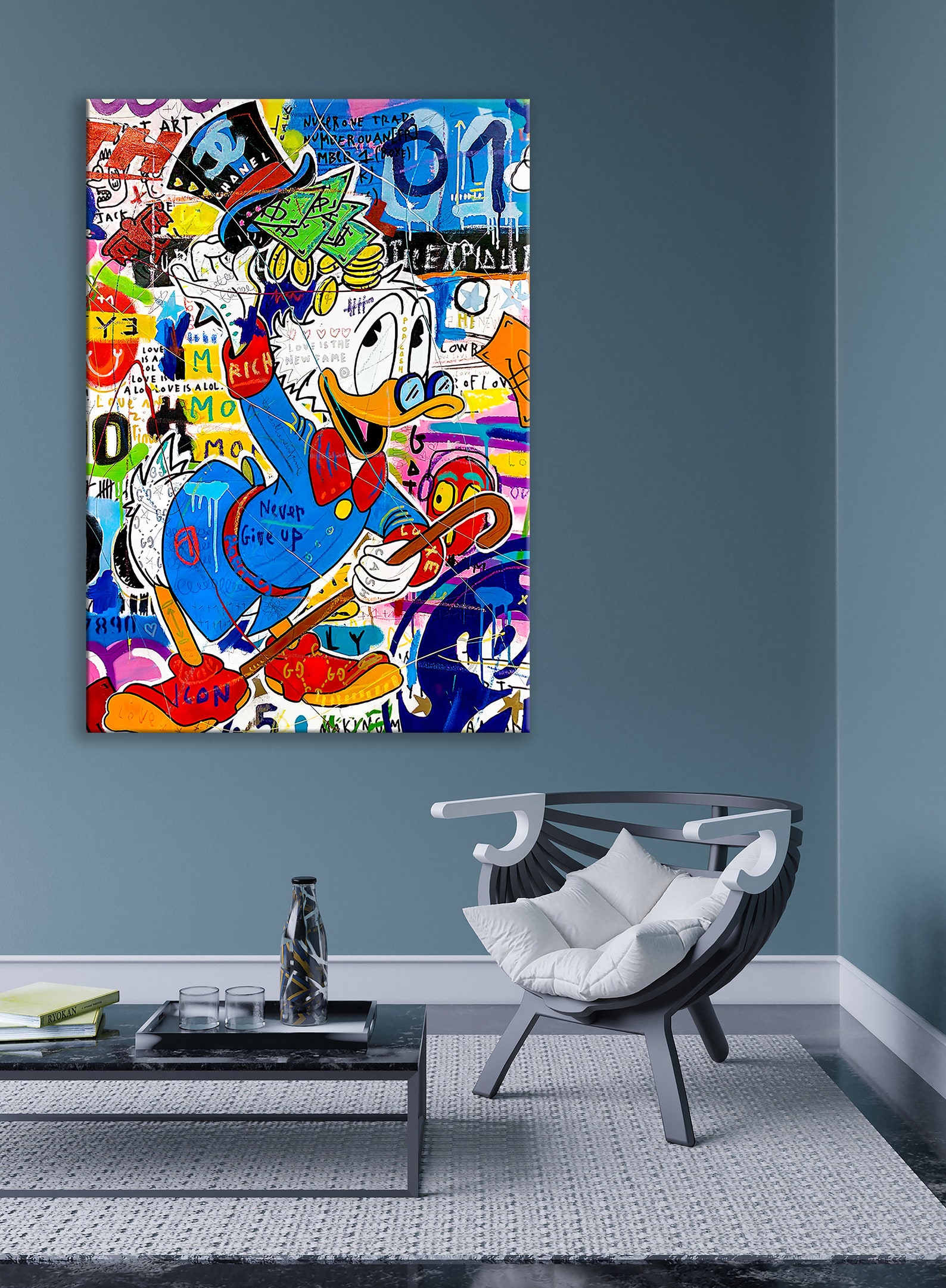 Scrooge Mcduck Oil Paint Graffiti Pop Art Canvas Mc Duck - Etsy