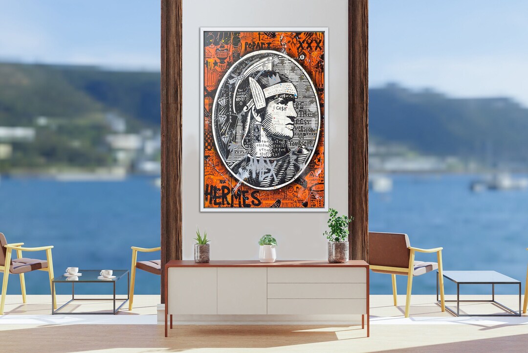 Hermes Oil Painting Pop Art Hermes Banksy Style Paint Wall - Etsy