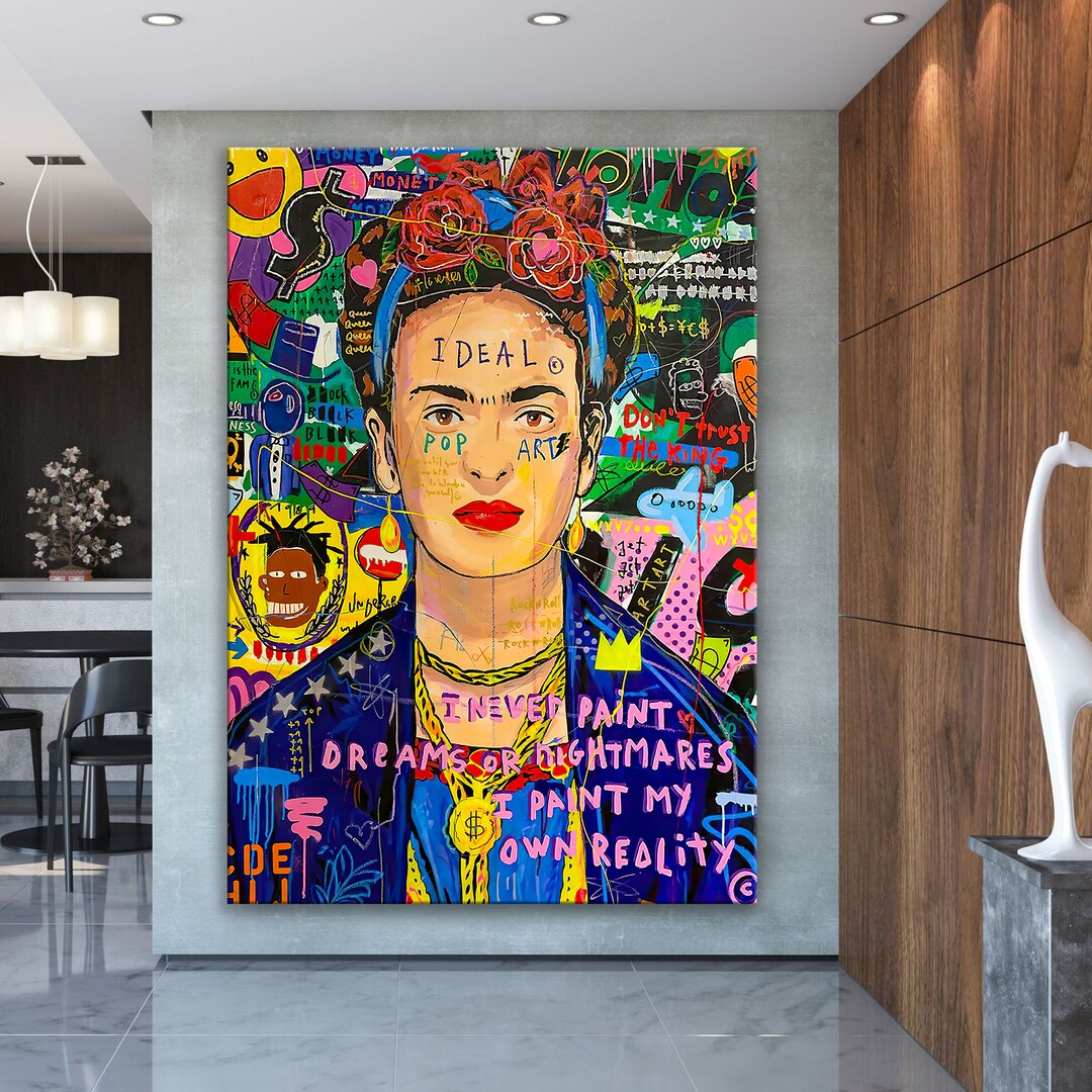 Frida Kahlo Oil Paint Graffiti Pop Art Canvas, Frida Kahlo Banksy ...