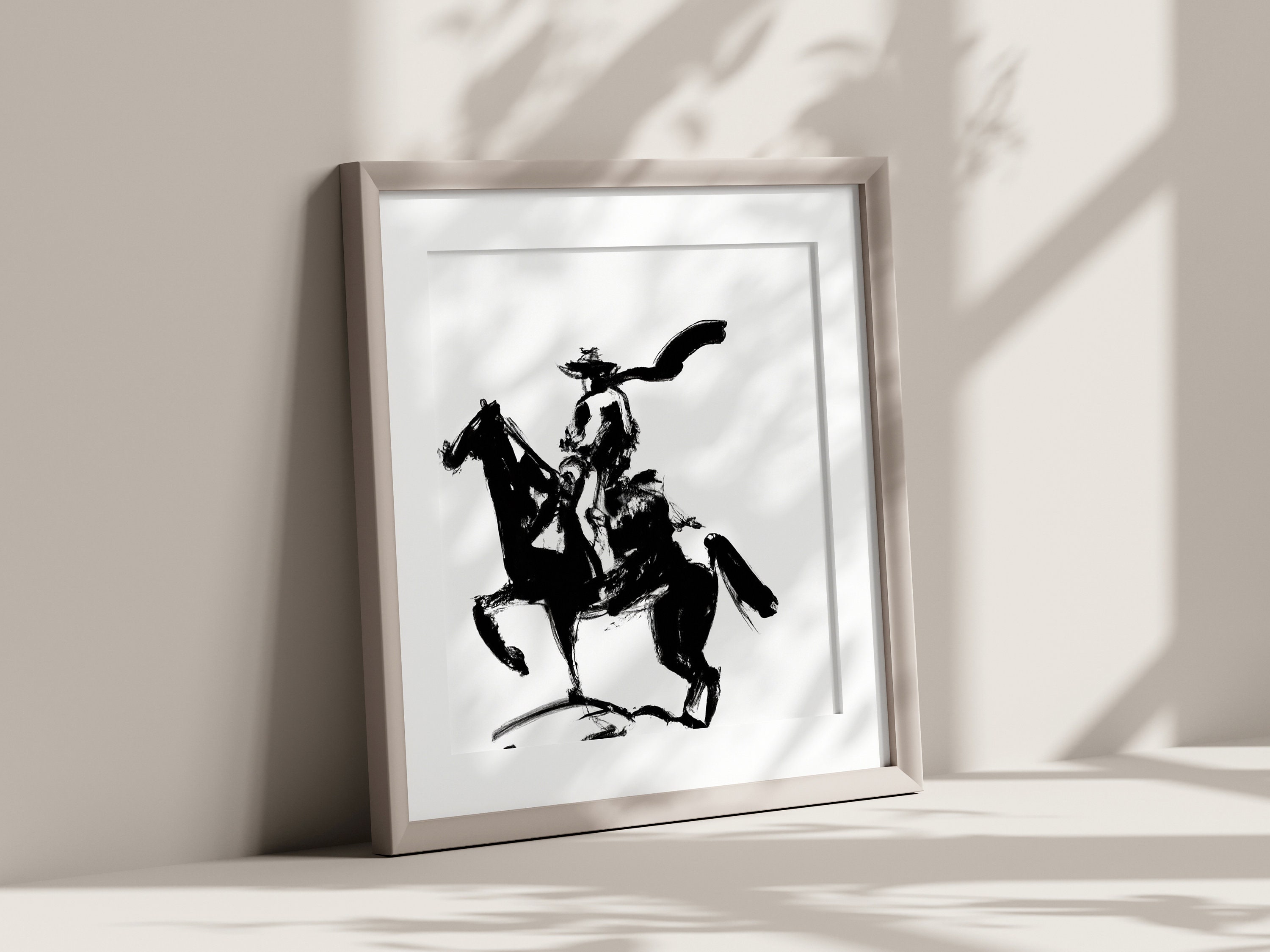 Minimalist Cowboy Painting, Cowboy Art Printable, Abstract Cowboy Art ...