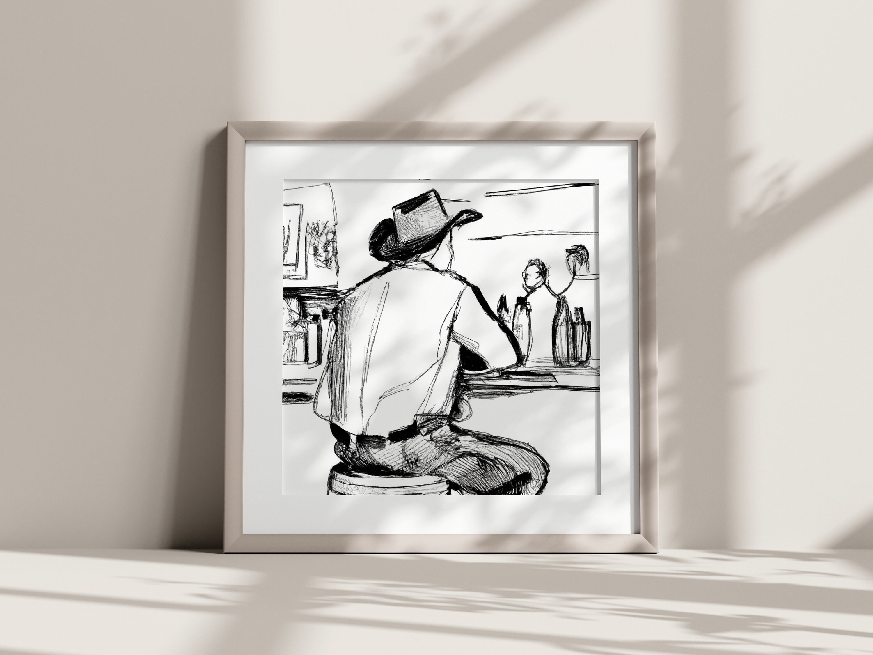 Cowboy at a Bar Abstract Cowboy Art Western Wall Art - Etsy