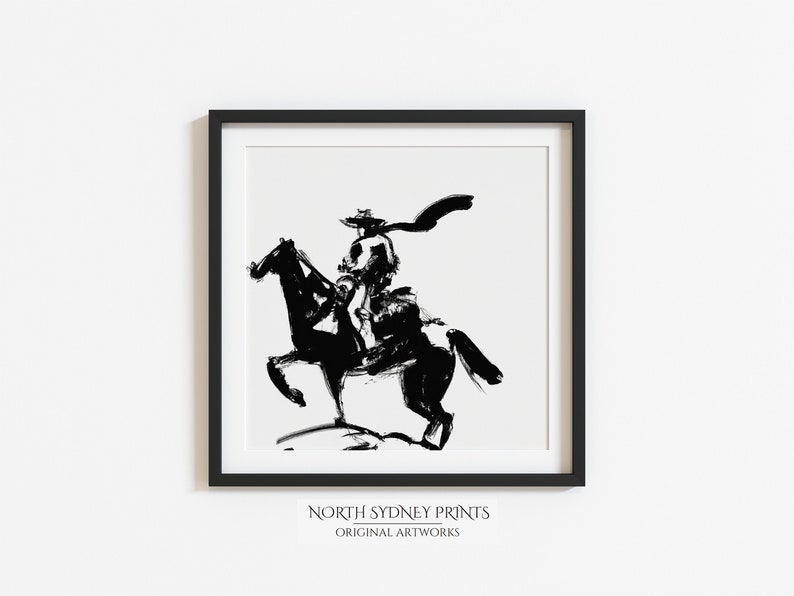 Minimalist Cowboy Painting, Cowboy Art Printable, Abstract Cowboy Art ...