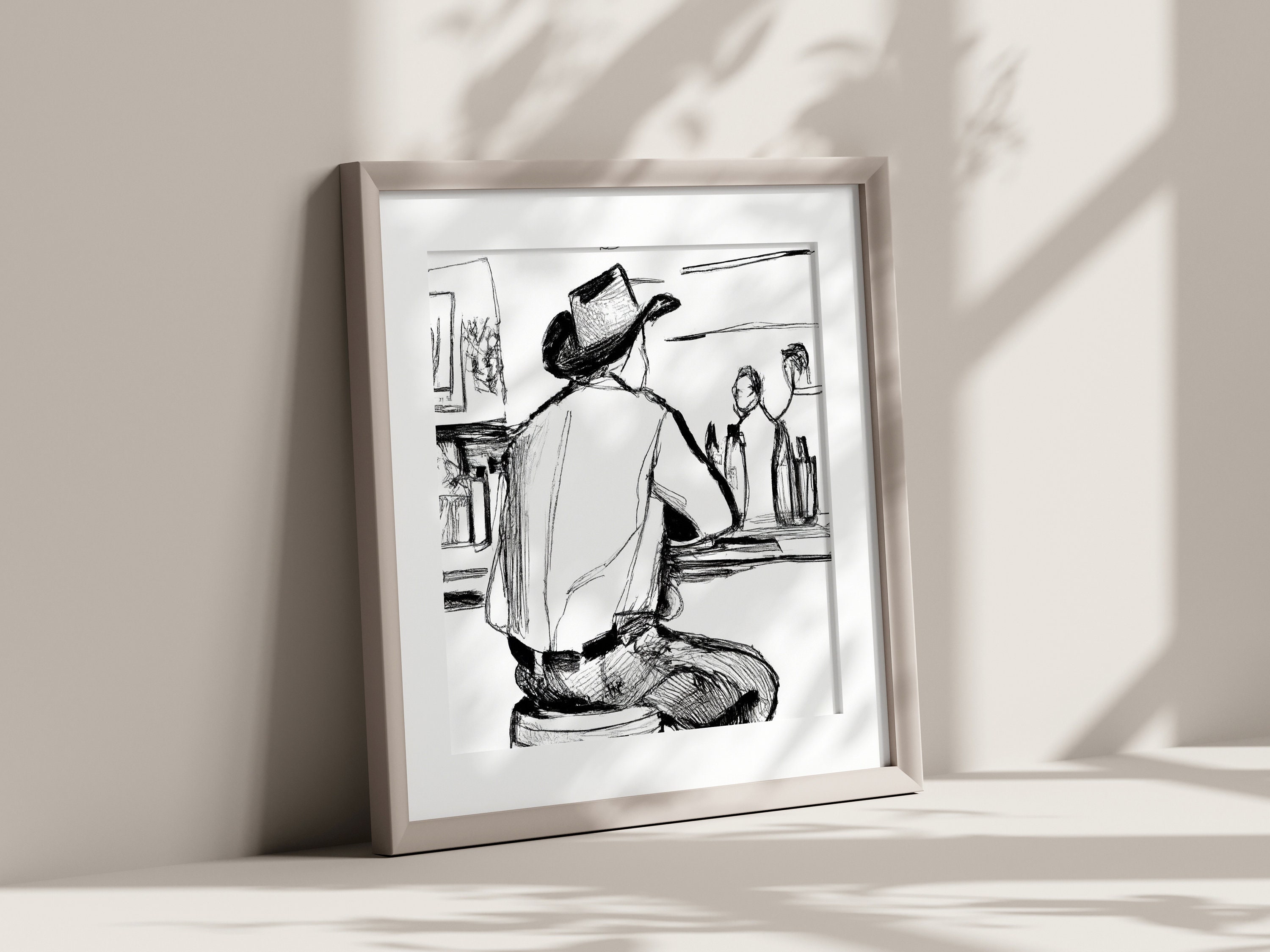 Cowboy at a Bar Abstract Cowboy Art Western Wall Art - Etsy