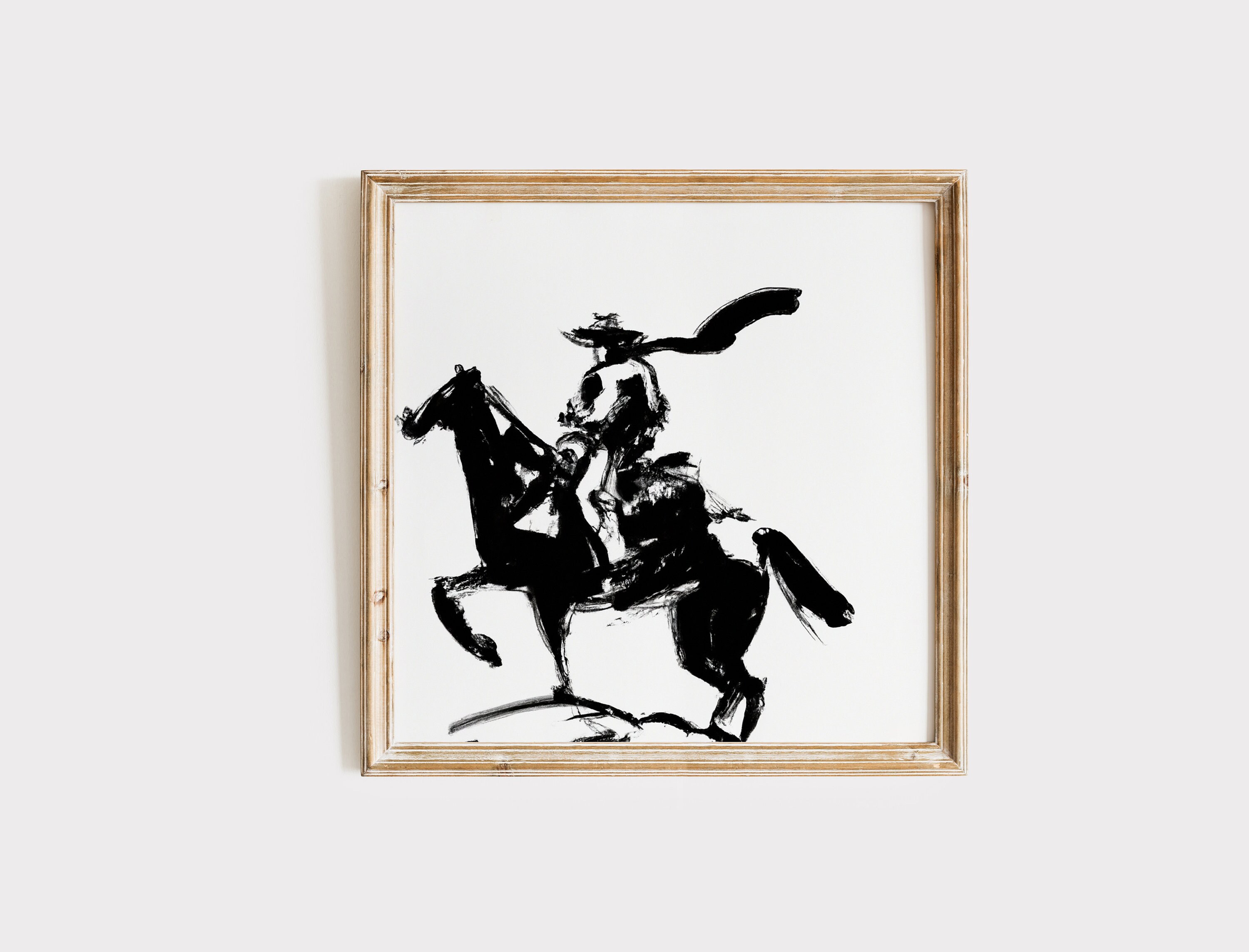 Minimalist Cowboy Painting, Cowboy Art Printable, Abstract Cowboy Art ...