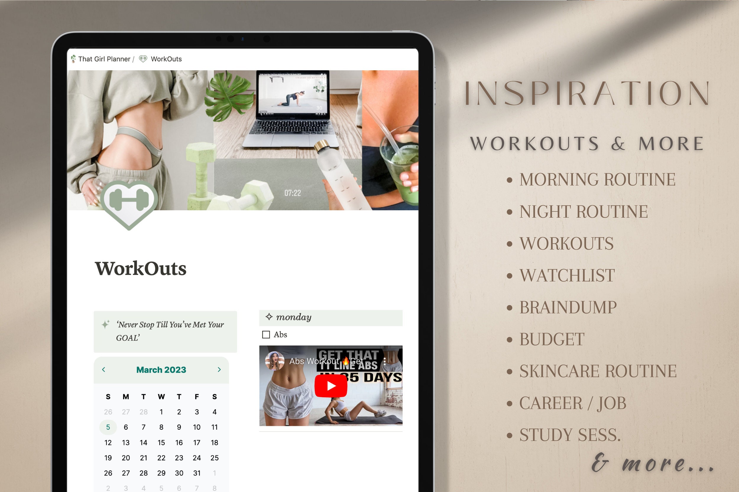 That Girl Notion Template, Notion Vision Board, Daily Notion Template ...