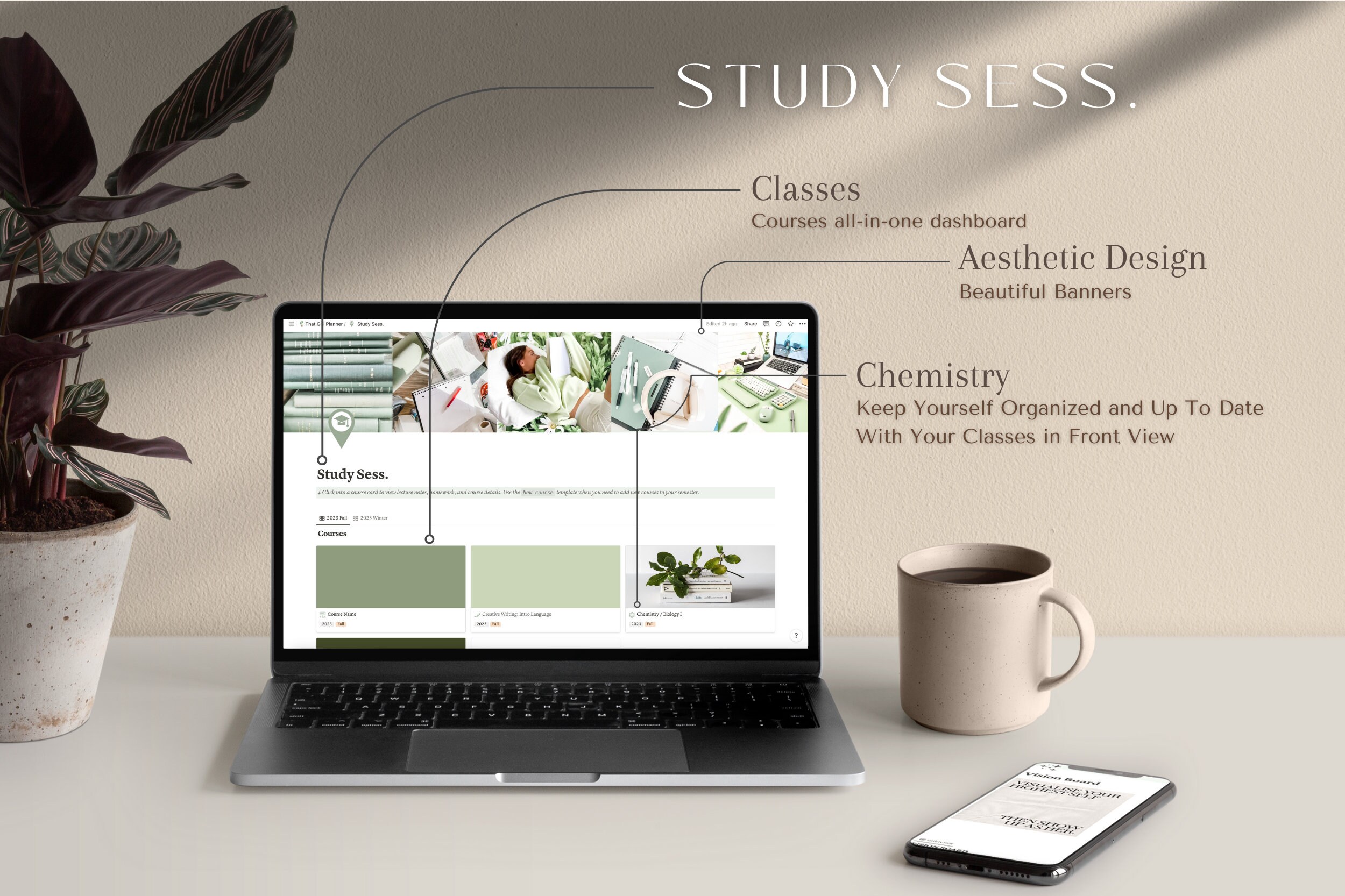 That Girl Notion Template, Notion Vision Board, Daily Notion Template ...