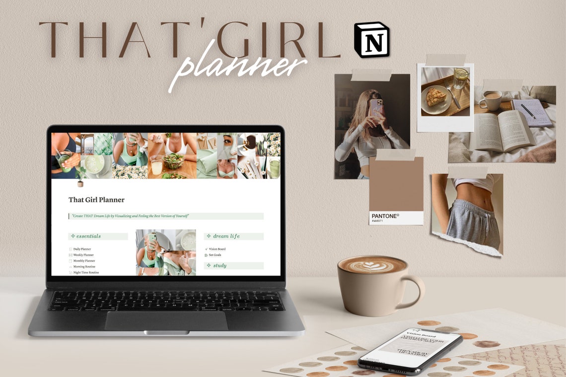 That Girl Notion Template, Notion Vision Board, Daily Notion Template ...