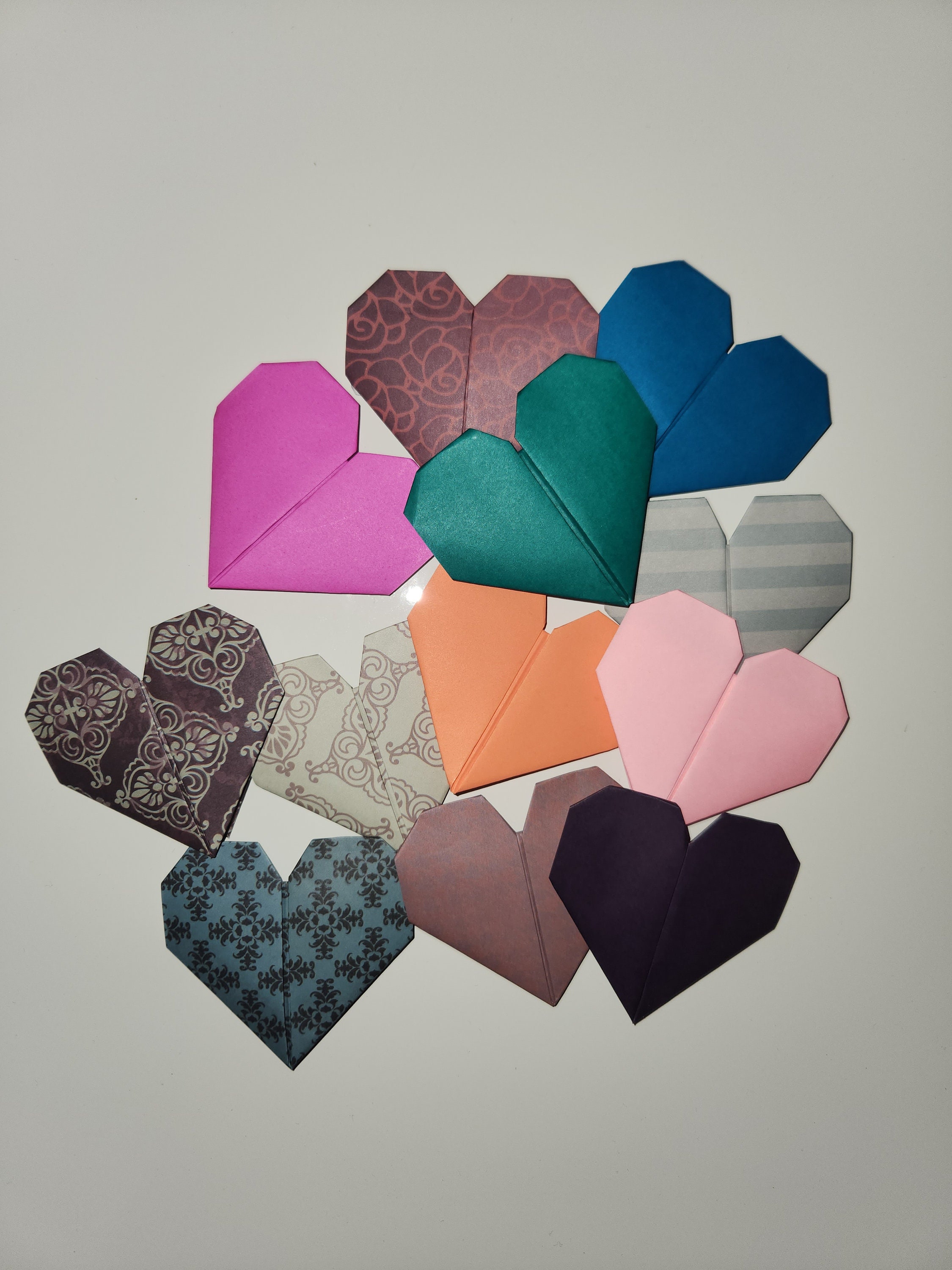 Large Origami Hearts, Origami Party Favors, Hand Folded Assorted Hearts ...
