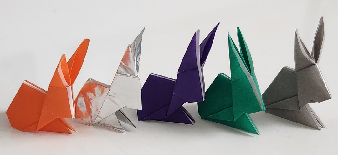 Set of 5 Adorable Small Origami Rabbits, Paper Rabbit Origami Animals ...