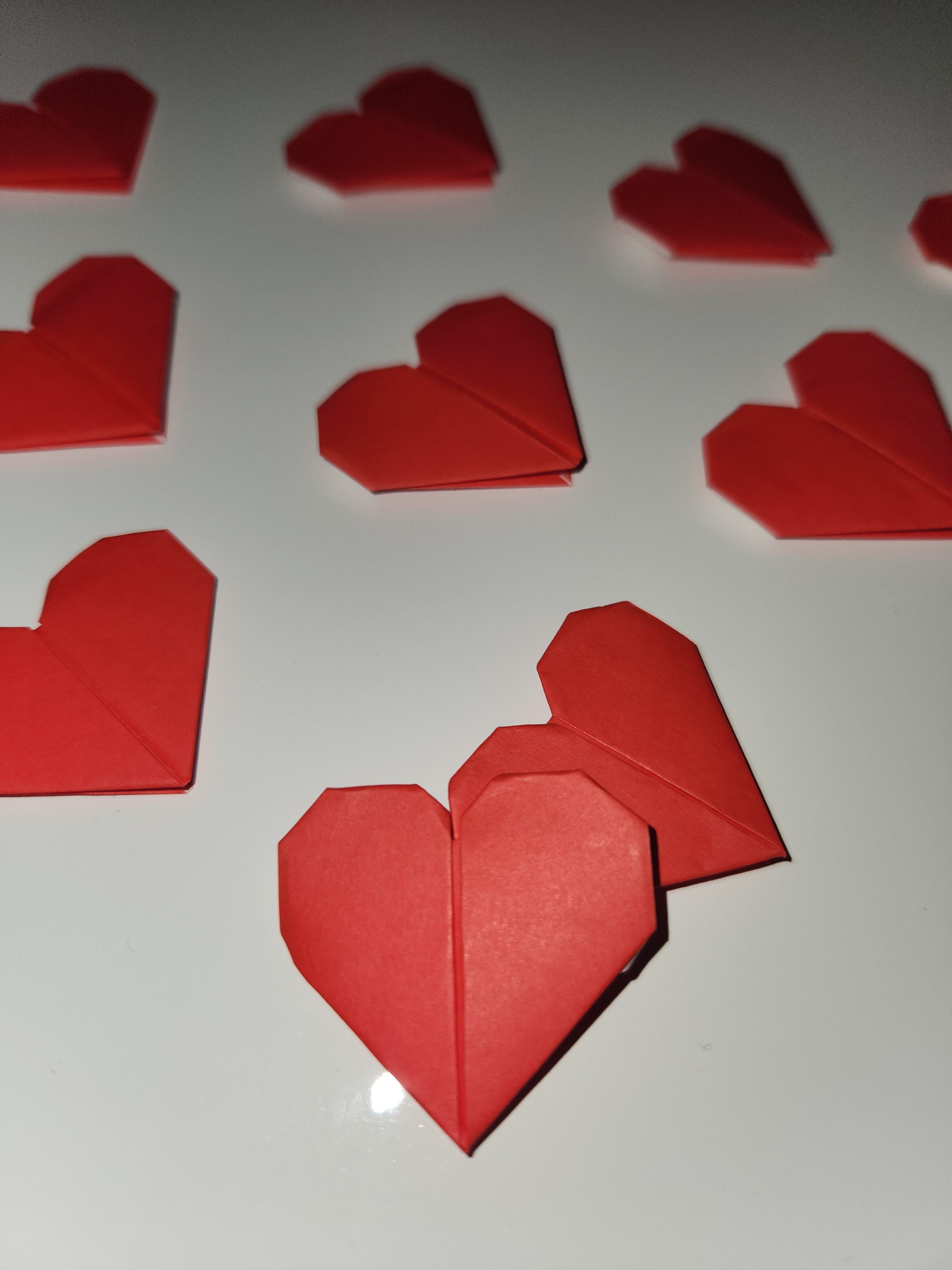 Set of 10 Small Origami Hearts, Paper Heart Wall Decoration, Origami ...