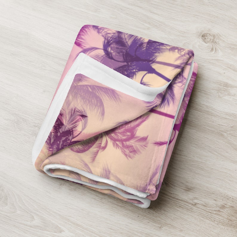 Palm Trees Plush Purple Throw Blanket, Fleece Palm Tree Blanket for ...