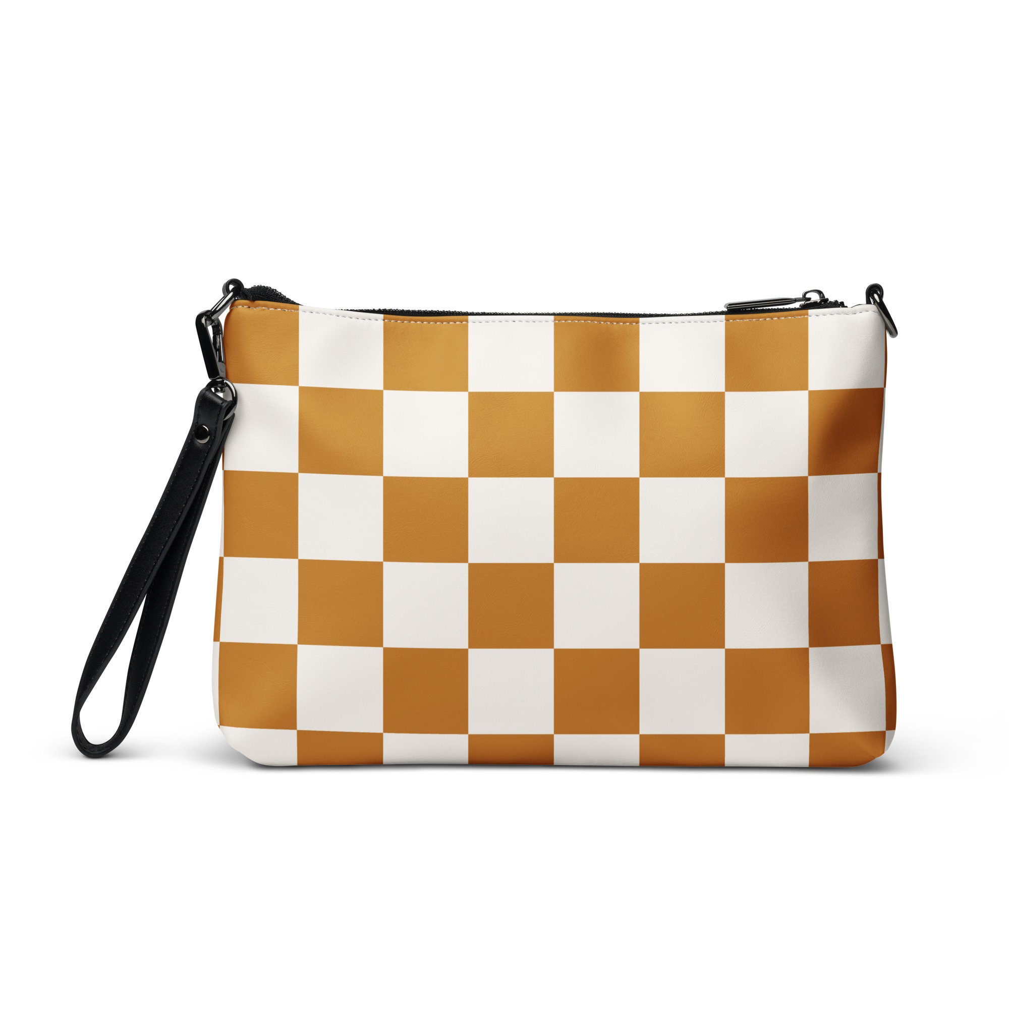 Camel Brown Checkerboard Bag, Checkered Crossbody, Checkerboard Purse ...