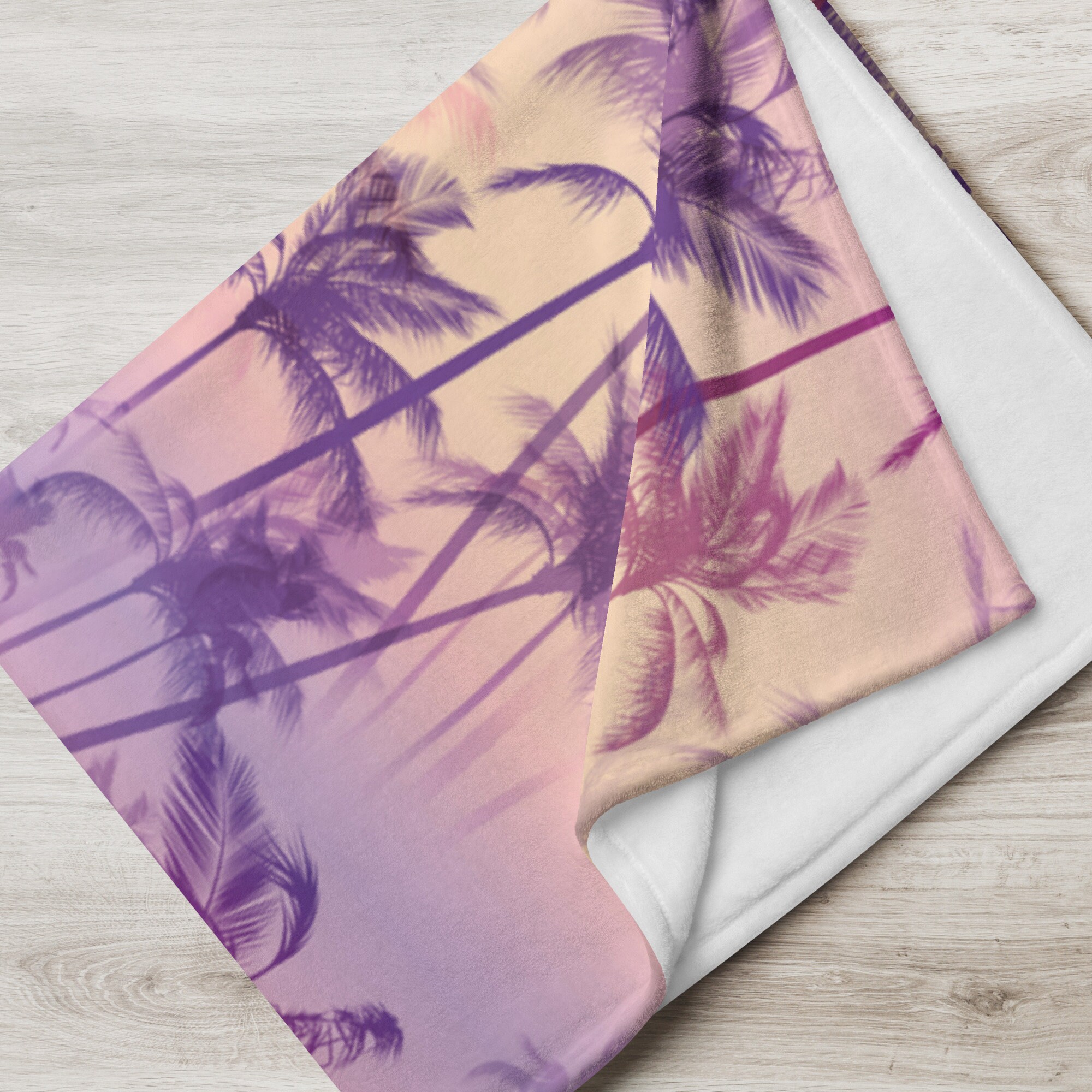 Palm Trees Plush Purple Throw Blanket, Fleece Palm Tree Blanket for ...