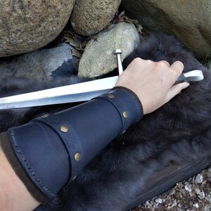 Medieval Warrior Vambraces, Pair of Leather Vambraces, Suede Lined ...