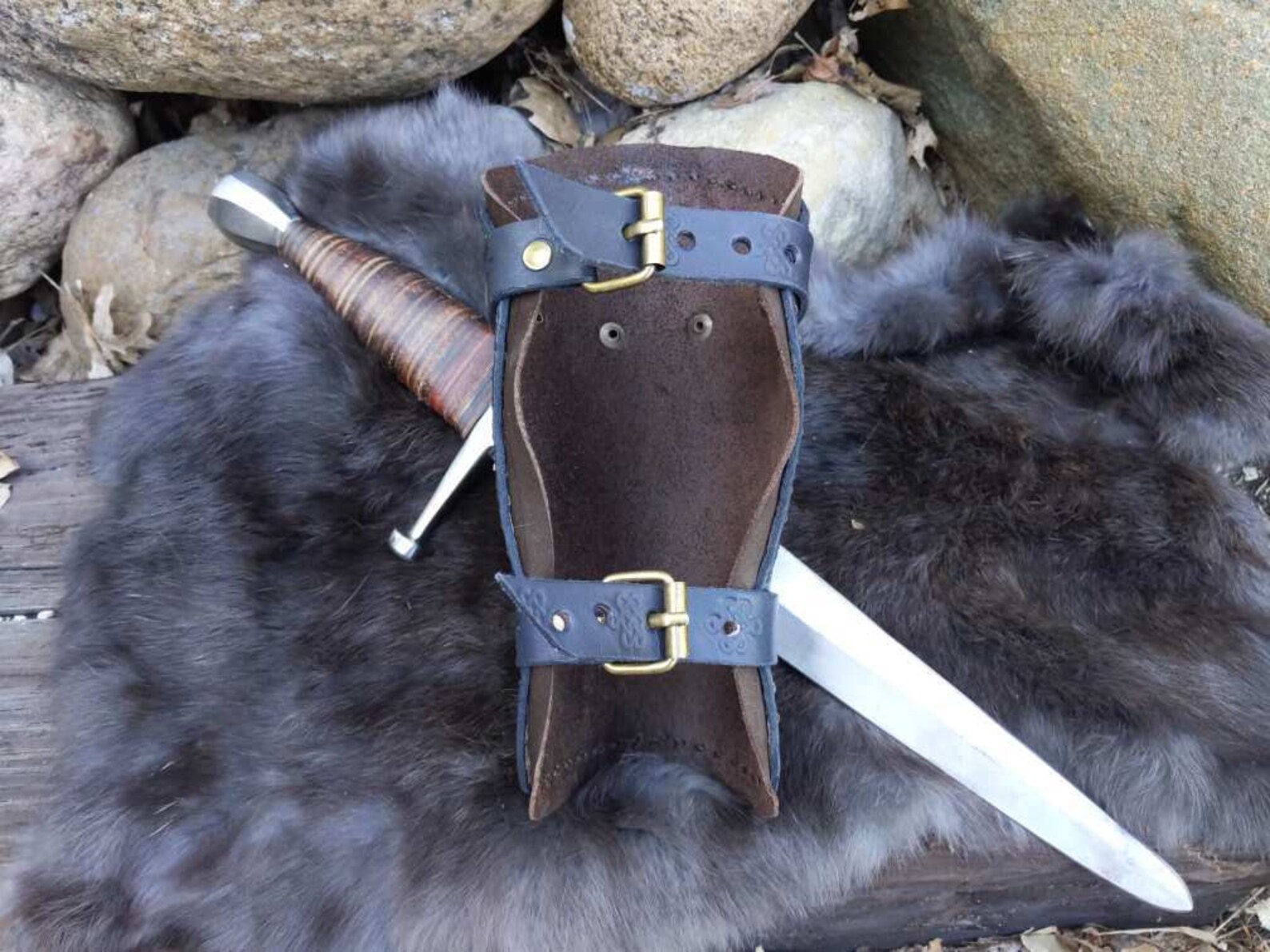 Medieval Warrior Vambraces, Pair of Leather Vambraces, Suede Lined ...