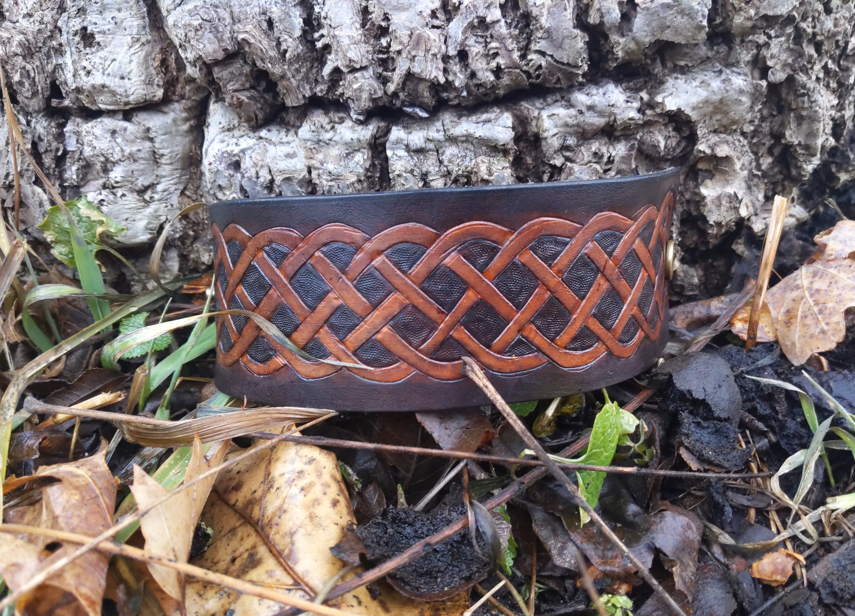 Custom Made Leather Celtic Cuff Bracelet, Celtic Knot Design Bracelet ...