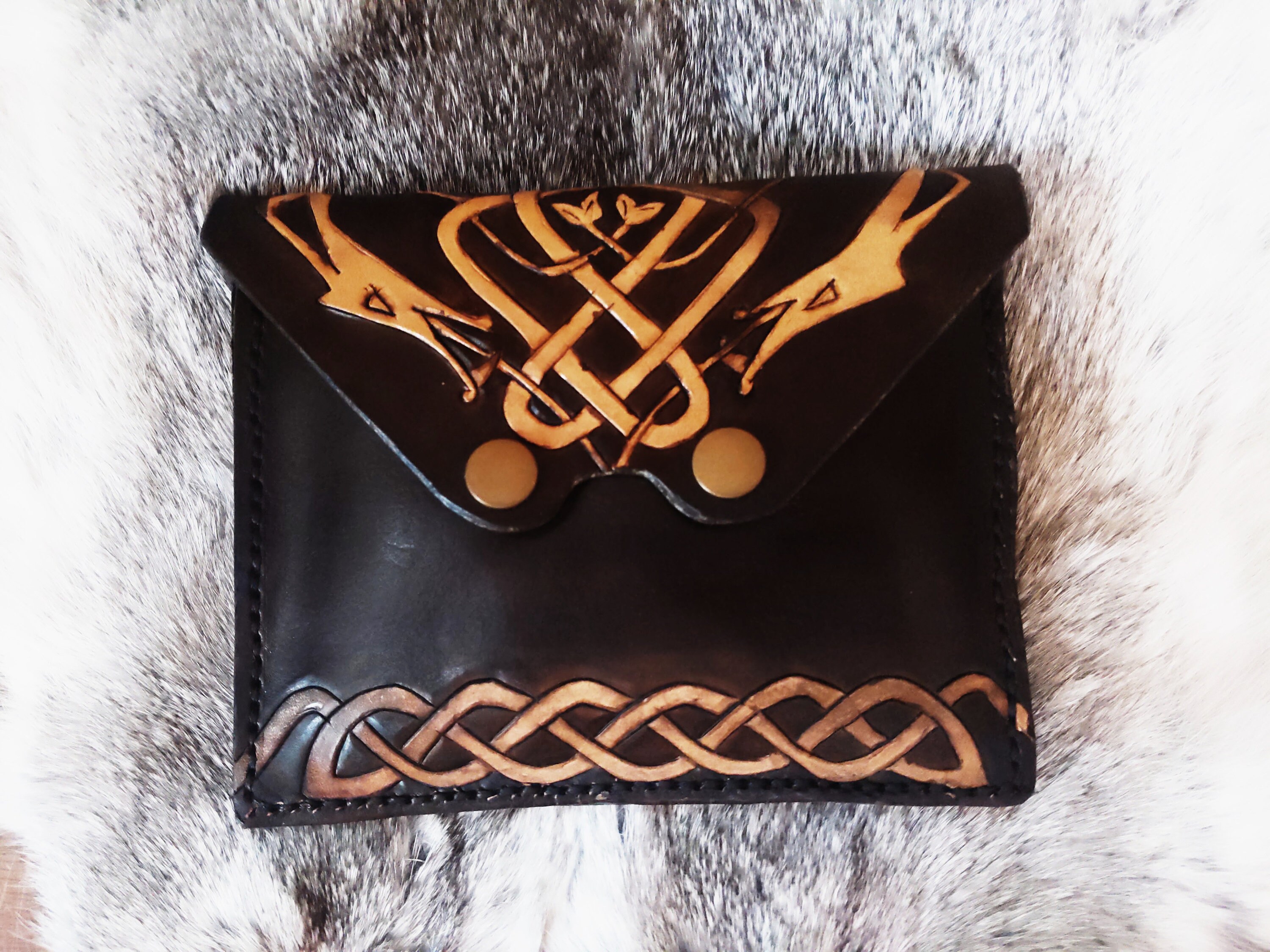 Leather Celtic Pouch Dragon Heart Design Purse Pouch Coin - Etsy