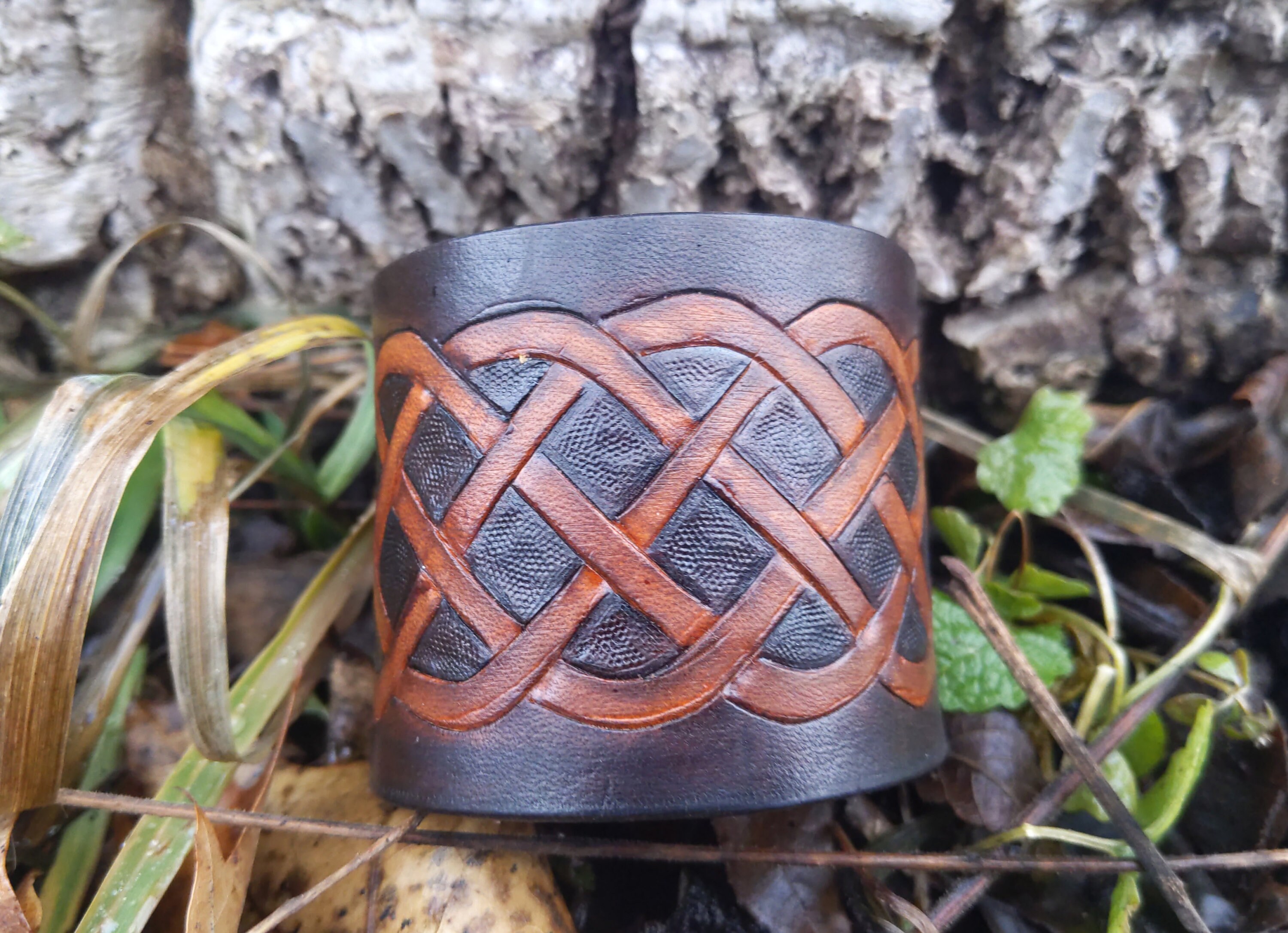 Custom Made Leather Celtic Cuff Bracelet, Celtic Knot Design Bracelet ...
