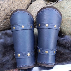 Medieval Warrior Vambraces, Pair of Leather Vambraces, Suede Lined ...