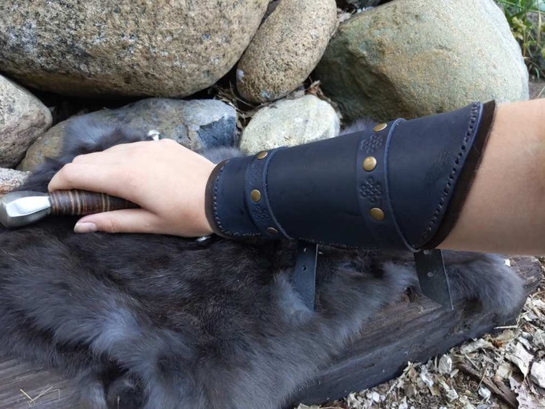 Medieval Warrior Vambraces, Pair of Leather Vambraces, Suede Lined ...