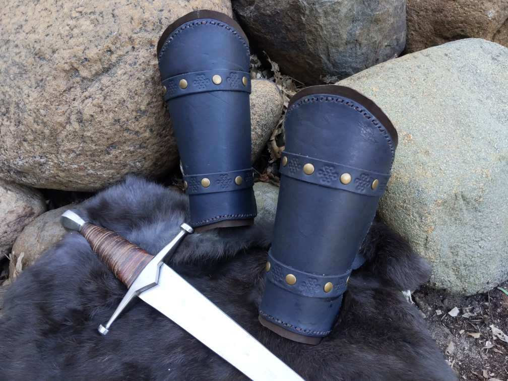 Medieval Warrior Vambraces, Pair of Leather Vambraces, Suede Lined ...