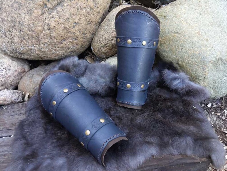 Medieval Warrior Vambraces, Pair of Leather Vambraces, Suede Lined ...