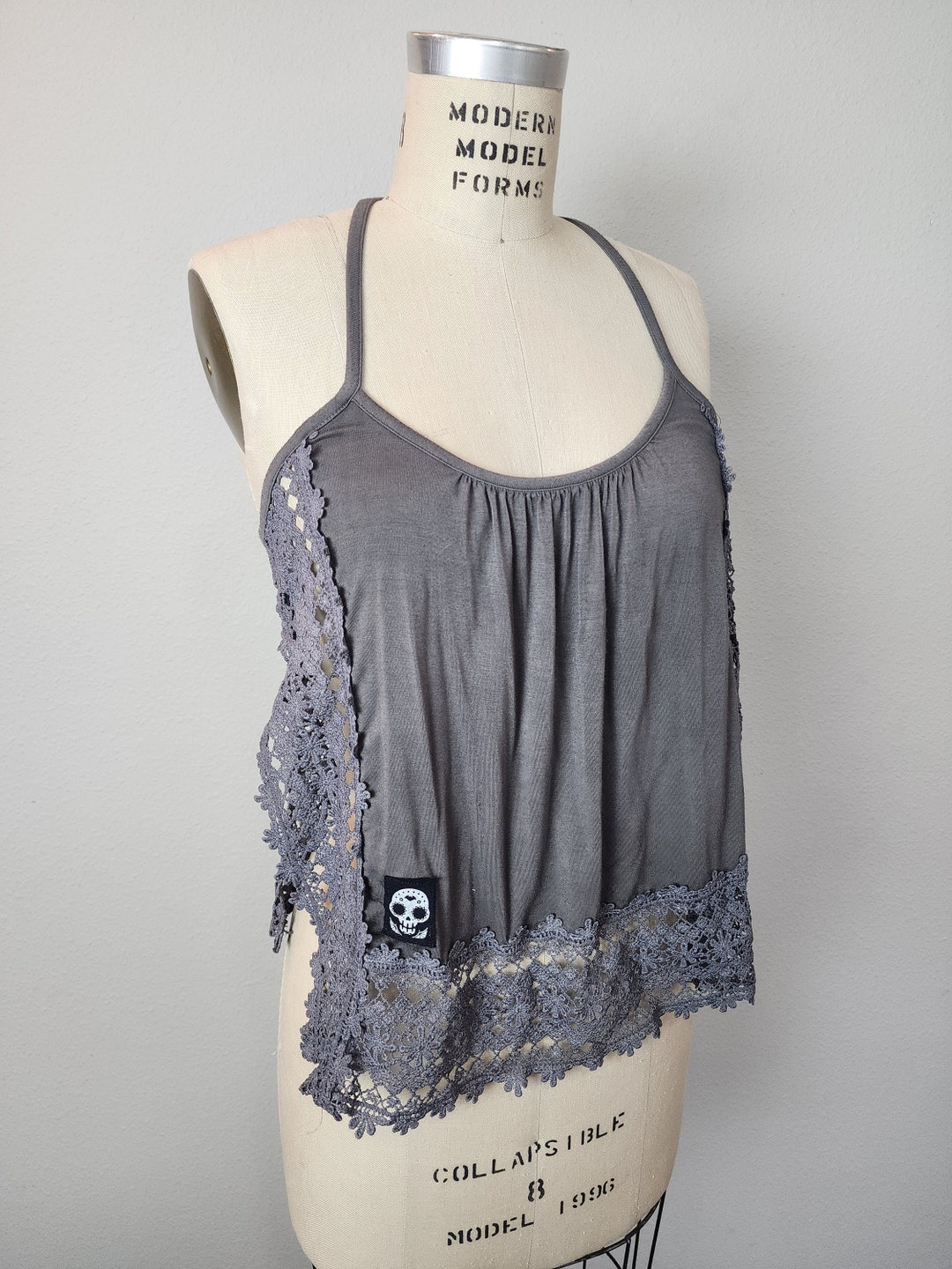 Lolita Lace Hem Racer Back Spaghetti Strap Knit Tank small - Etsy