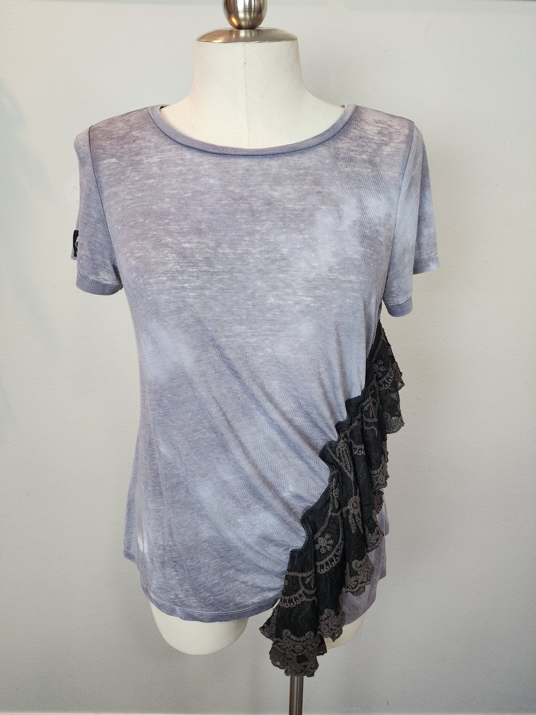 Bardot Burnout Lace Cascade Tie-dye Stretch Short Sleeve Shirt large - Etsy