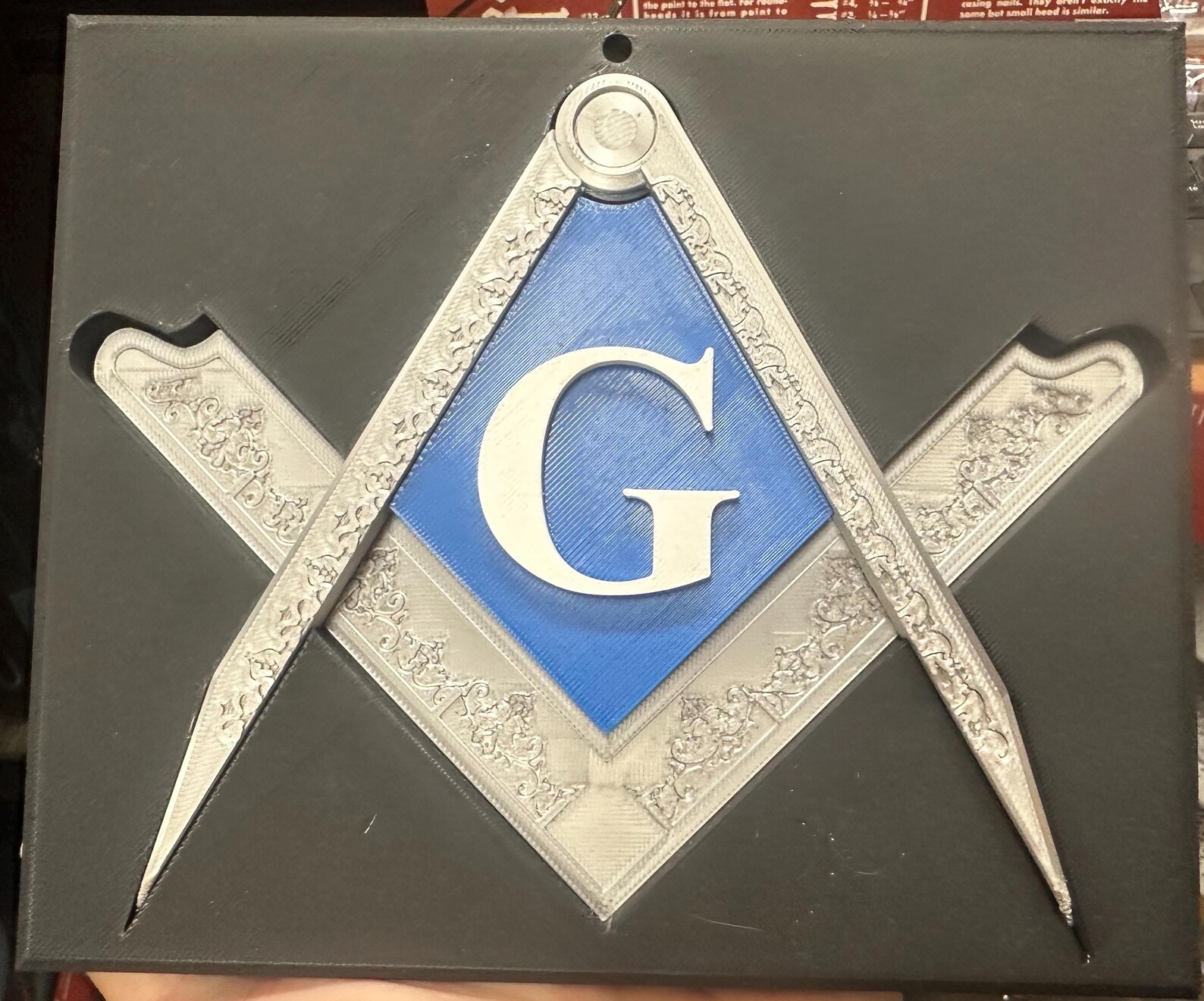 3D Printed Square and Compass - Available in Gold and Silver PLA, Blank ...