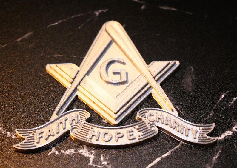 3D Printed Square and Compass Faith, Hope, and Charity Car Emblem - Etsy