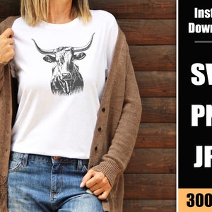 Longhorn Head Graphic: Western Bull Decor (SVG, PNG, JPG) - Etsy