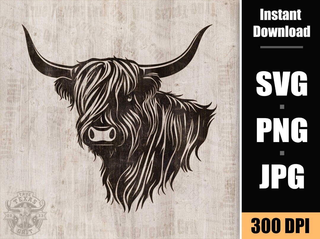Highland Cow Head Western Highland Decor Highland Horns Highland Cowboy ...