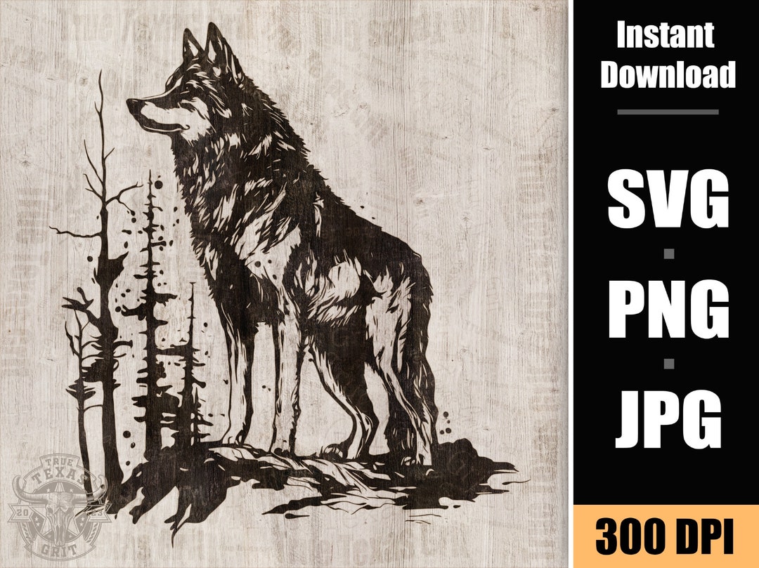 Wolf Trees Wolves Decor Timber Wolf Decor Wolf Clipart Wolf - Etsy