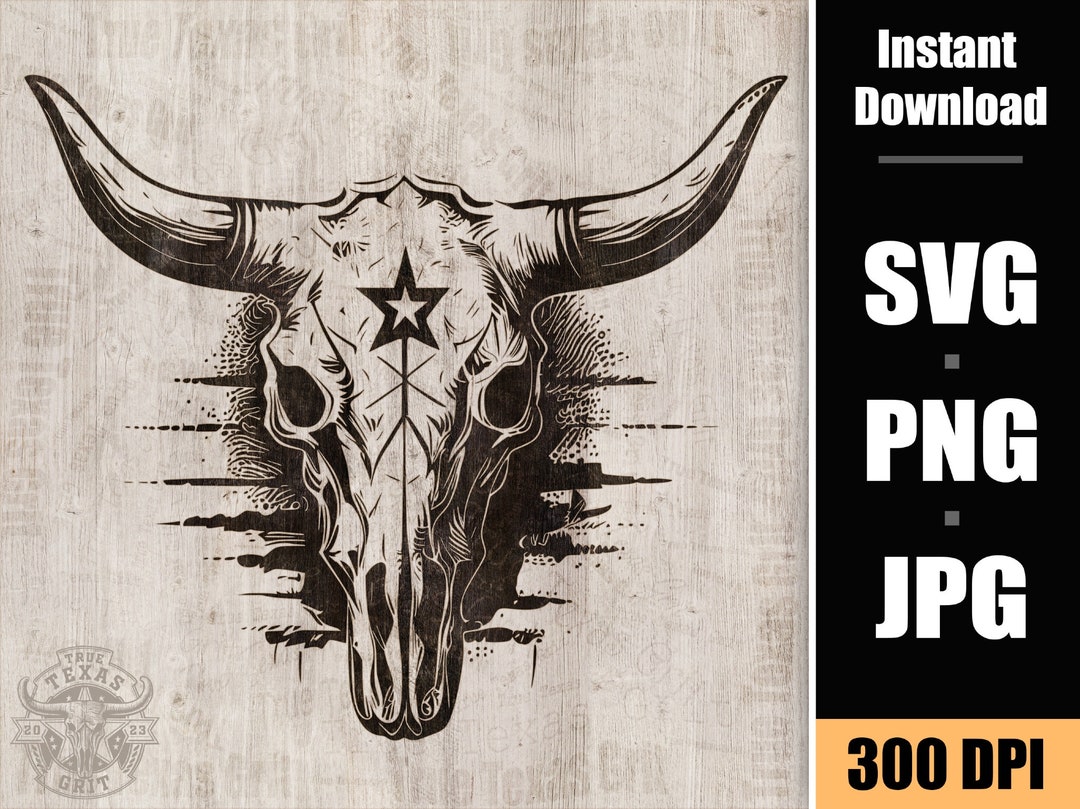 Bull Skull Steer Skull Cow Skull for Laser Engraving or Digital Prints ...