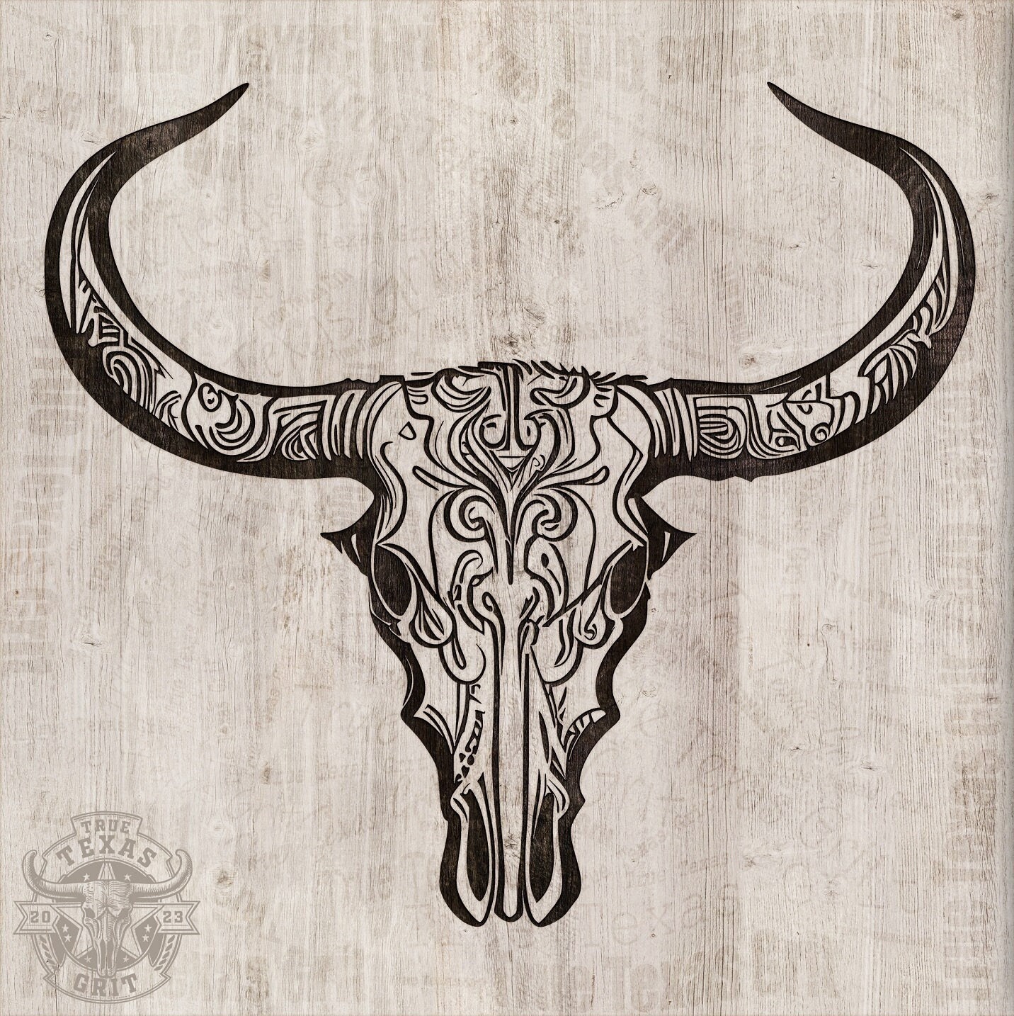 Texas Longhorn Skull, Bull Skull, Laser Engraving or Digital Prints ...