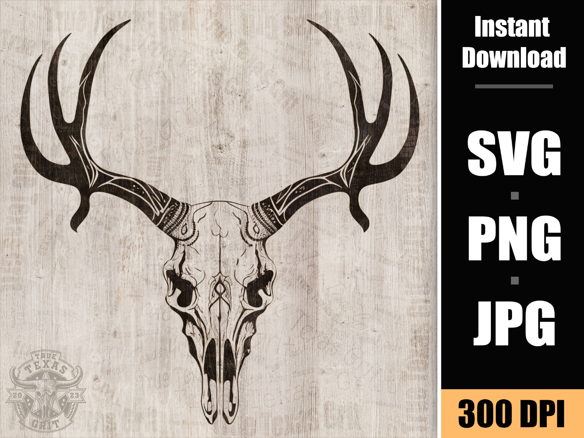 Deer Skull Clipart SVG Vector for Laser Engraving Digital Prints Buck Skull Antlers Graphic ...